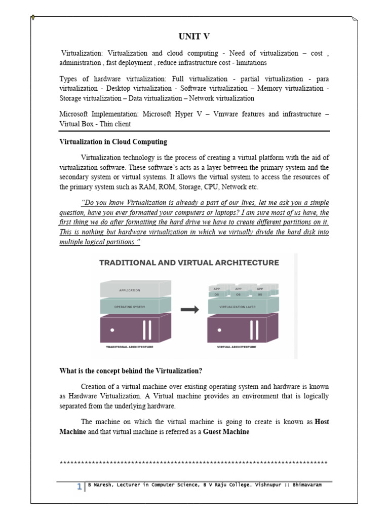 CC Unit-V | PDF | Virtualization | Hyper V
