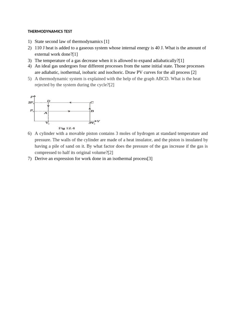 THERMODYNAMICS TEST | PDF