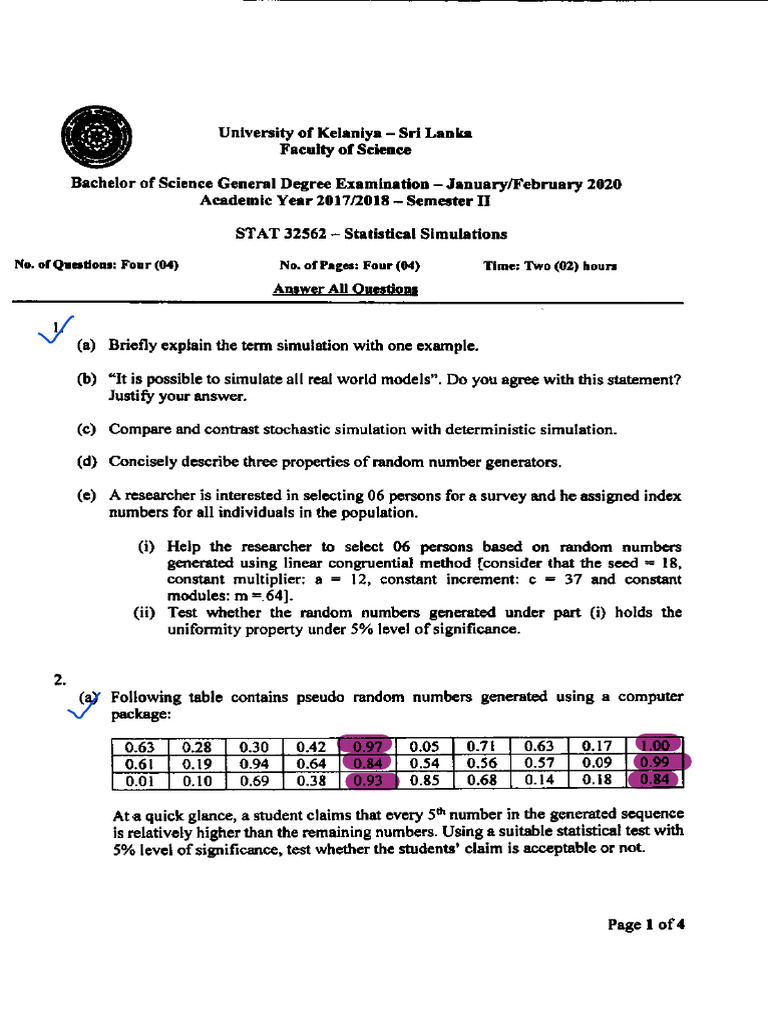2017-2018 STAT 32562-Simulation | PDF