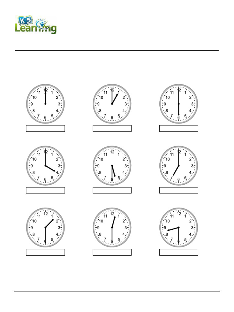 Grade 2 Telling Time Half Hours F | PDF
