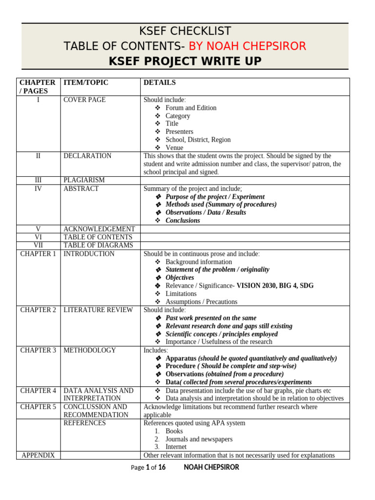 KSEF Project Report Writing Guide | PDF | Methodology | Data