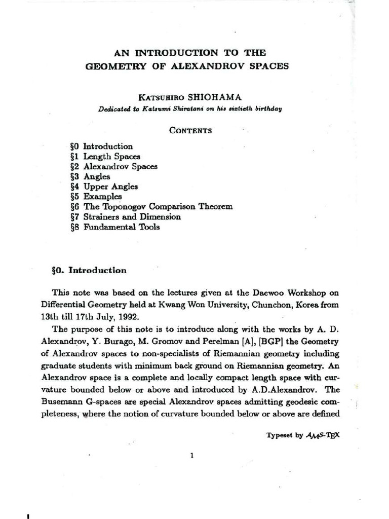 Introduction to Alexandrov Geometry | PDF | Curvature | Mathematical ...