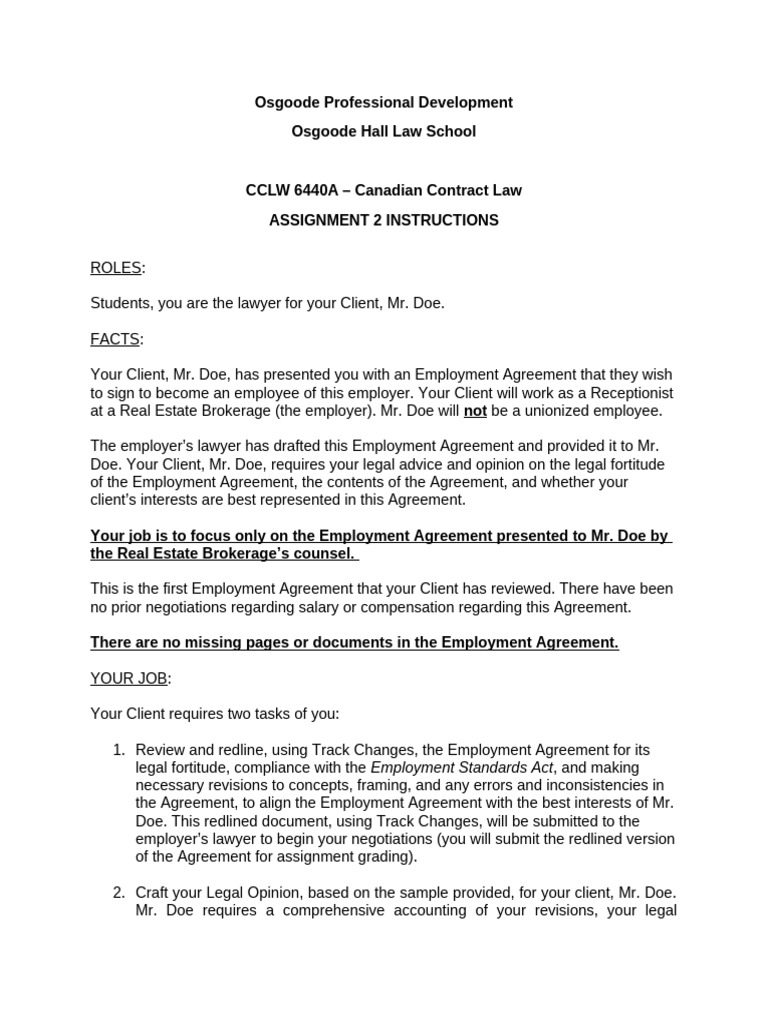 Assignment 2 Instructions and Rubric (1) - Ciu993i | PDF | Employment | Lawyer