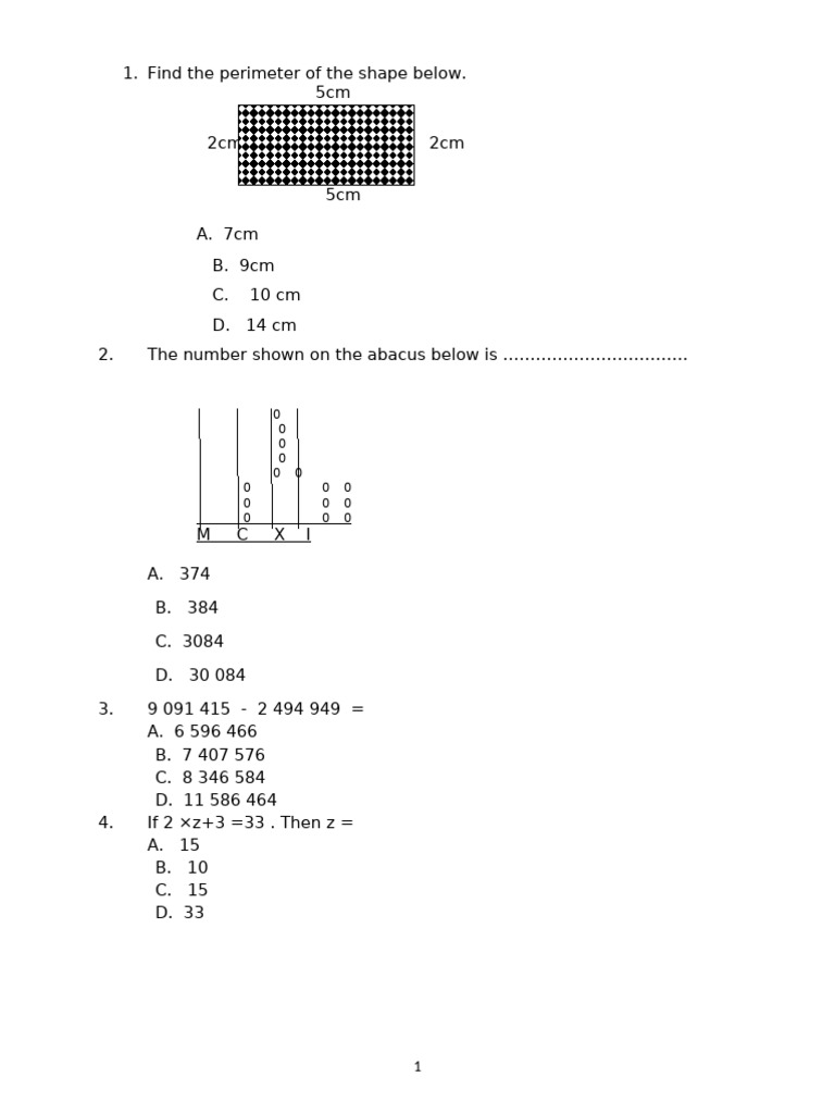 2025 Grade 7 Maths Mini Mock term 2 | PDF | Notation | Mathematical ...