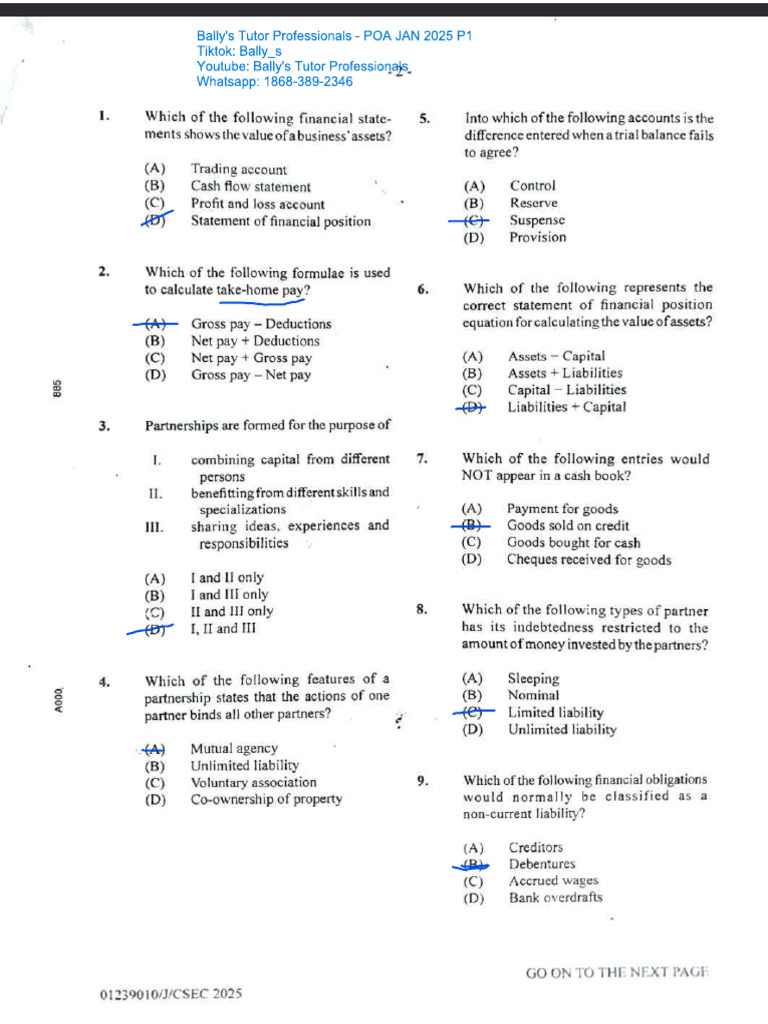 Csec Poa 2025 P1 Answers | PDF