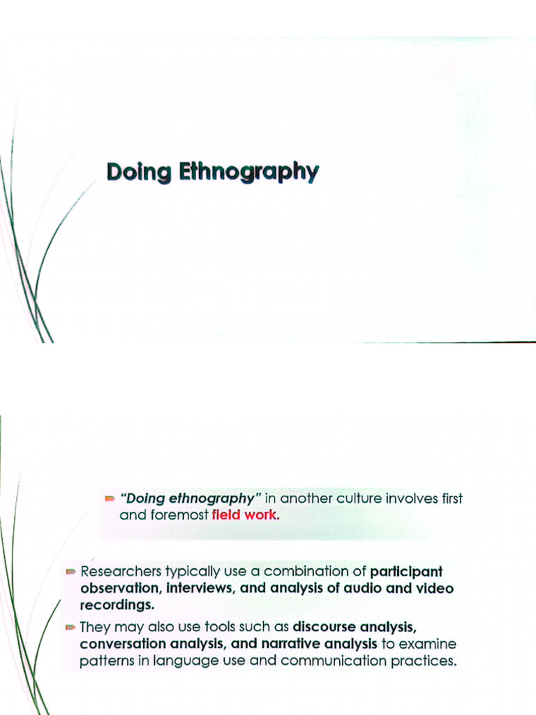 5 - L&Cs - Doing Ethnography & Components of Speech Events - Prof. Belfakir 2425 | PDF