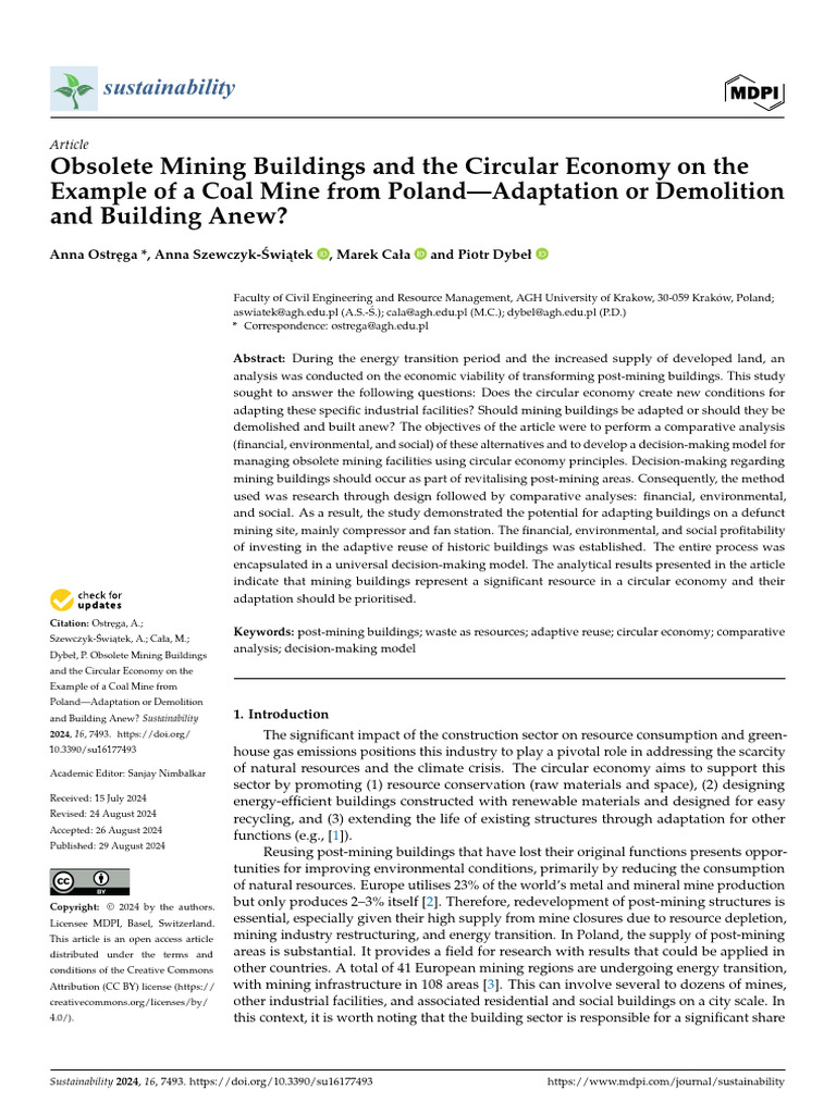 Obsolete Mining Buildings and The Circular Economy On The Example of A ...