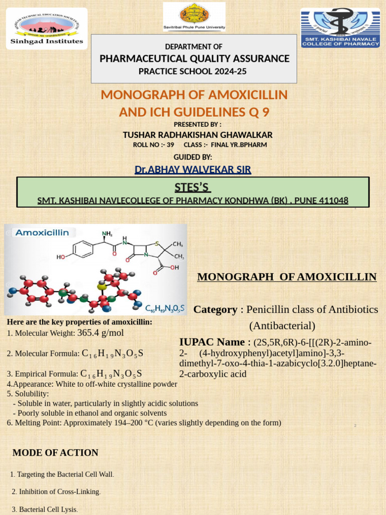 Amoxicillin Monograph Overview | PDF | Tablet (Pharmacy) | Chromatography