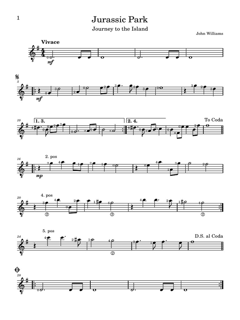Jurassic Park Sheet Music Analysis | PDF