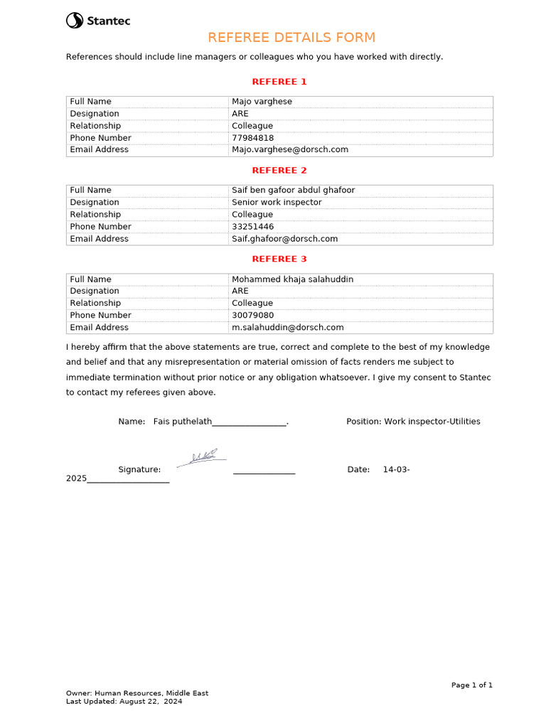 Referee Details Submission Form | PDF