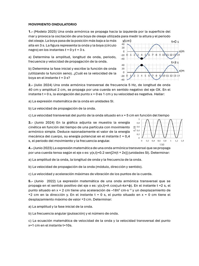 Movimiento Ondulatorio | PDF | Olas | Velocidad