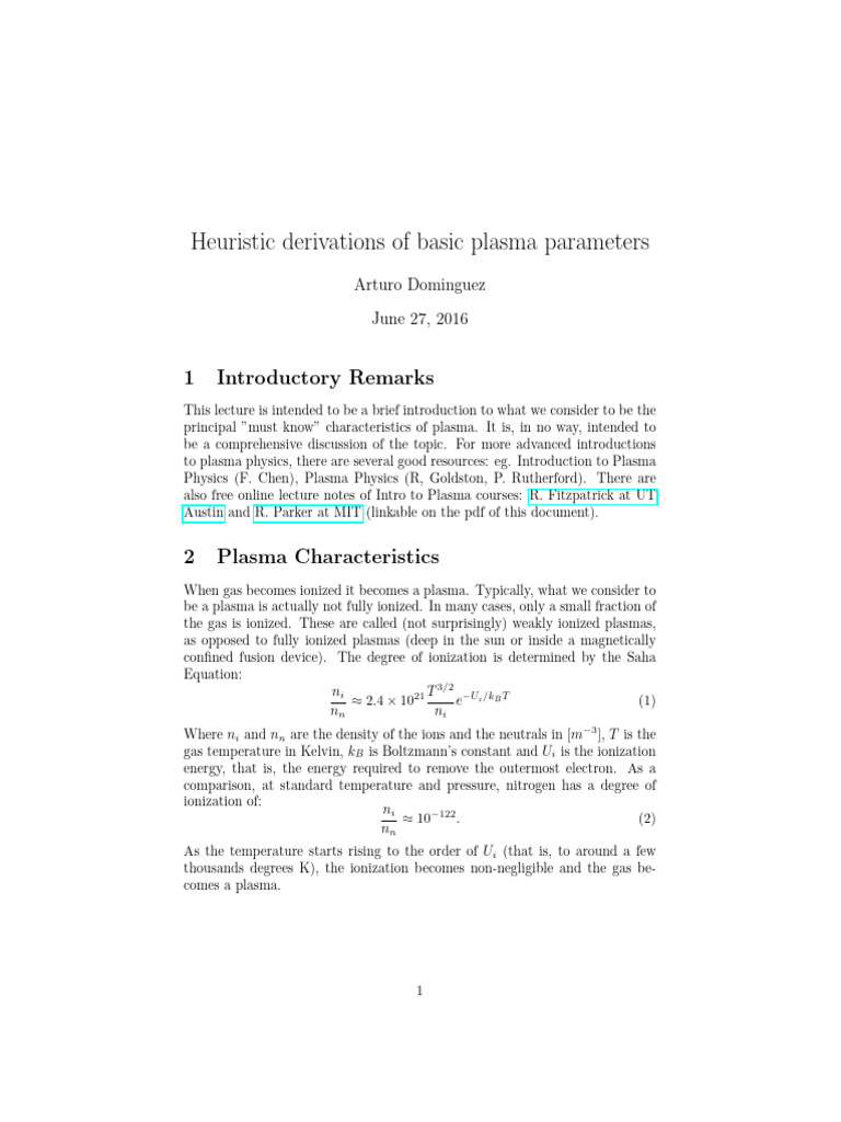 Plasma - Intro Best 2 | PDF | Plasma (Physics) | Electron