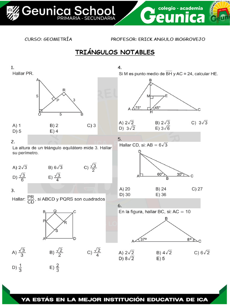 Triángulos Notables | PDF