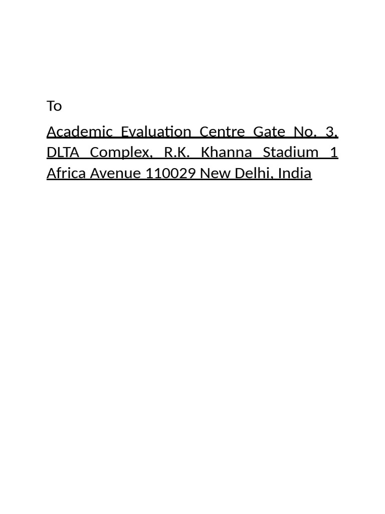 Academic Evaluation Centre Address in Delhi | PDF