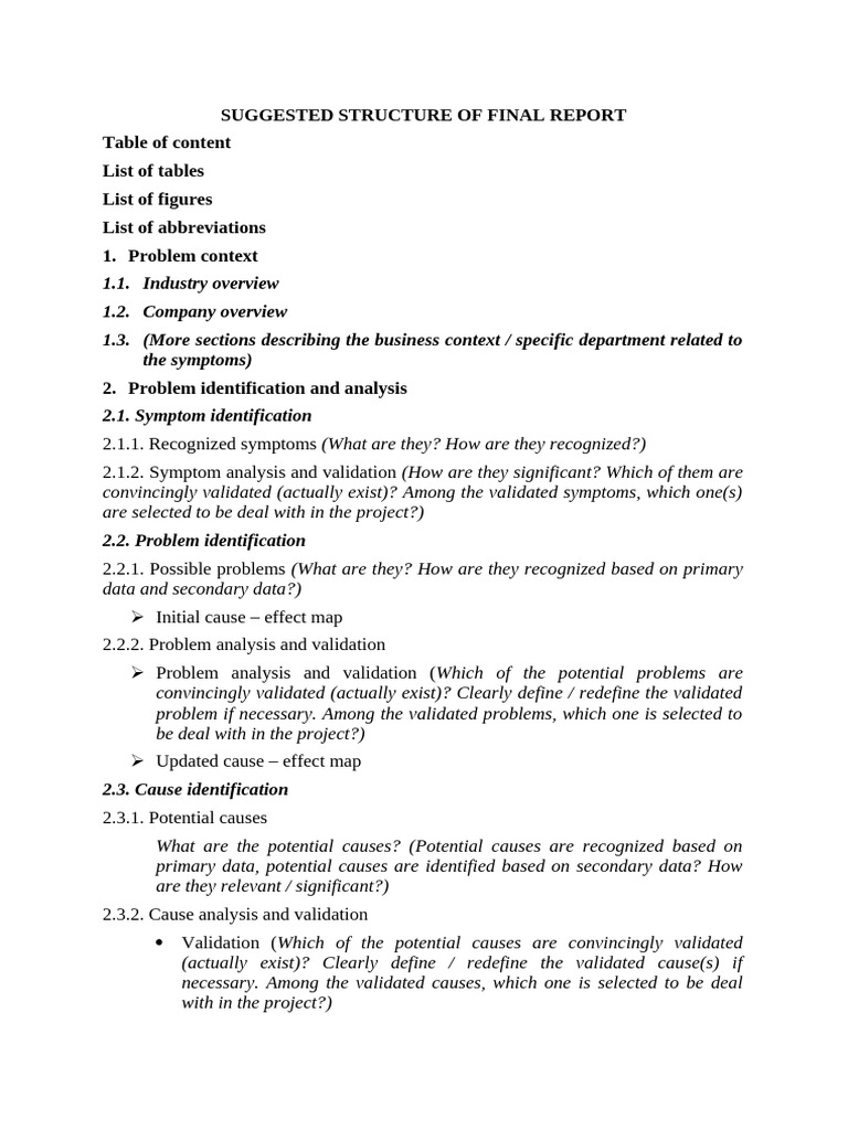 Suggested Structure - Final Report | PDF