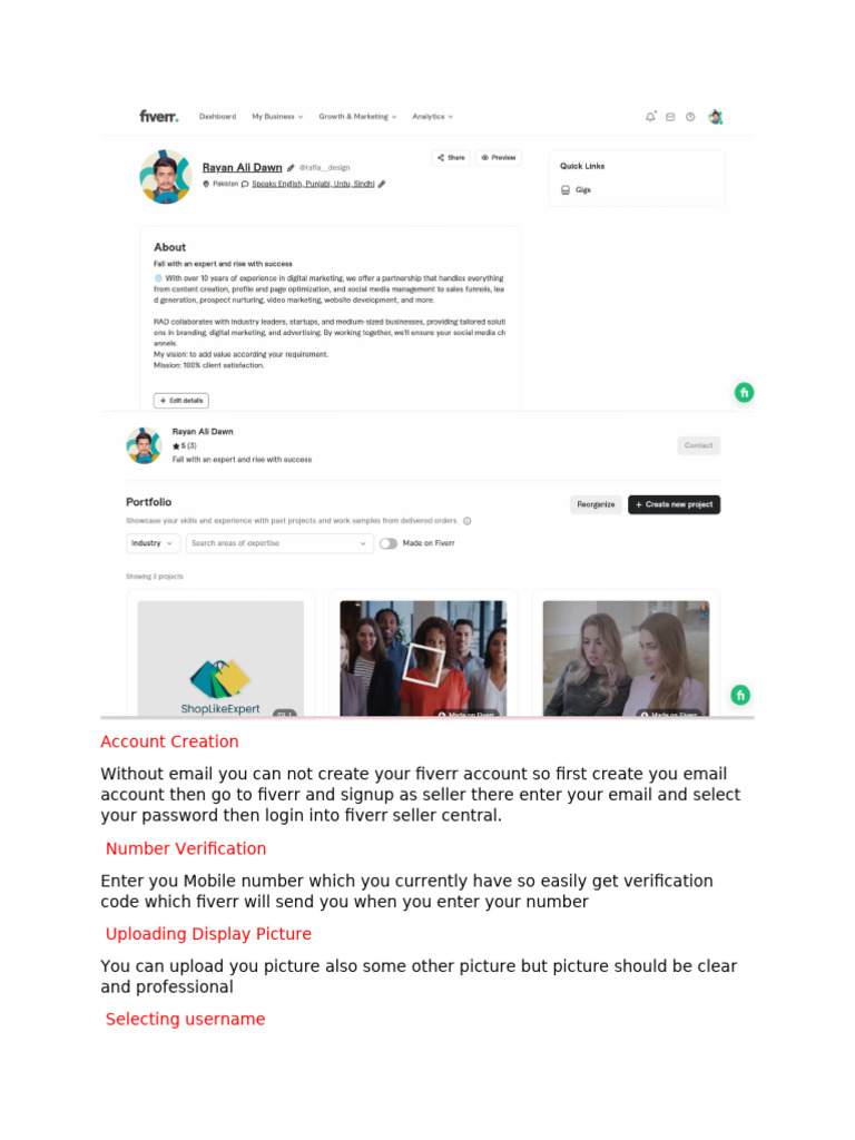 Fiverr Account Setup and Verification Guide | PDF
