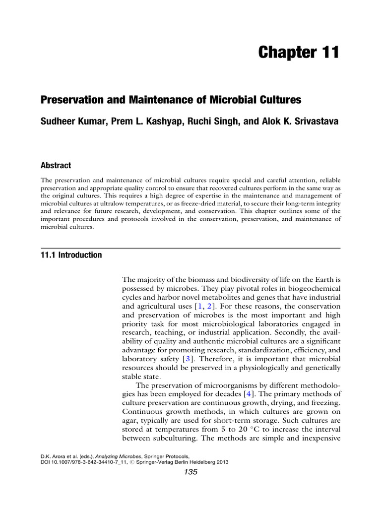 Microbial Culture Preservation Methods | PDF | Microorganism | Ice