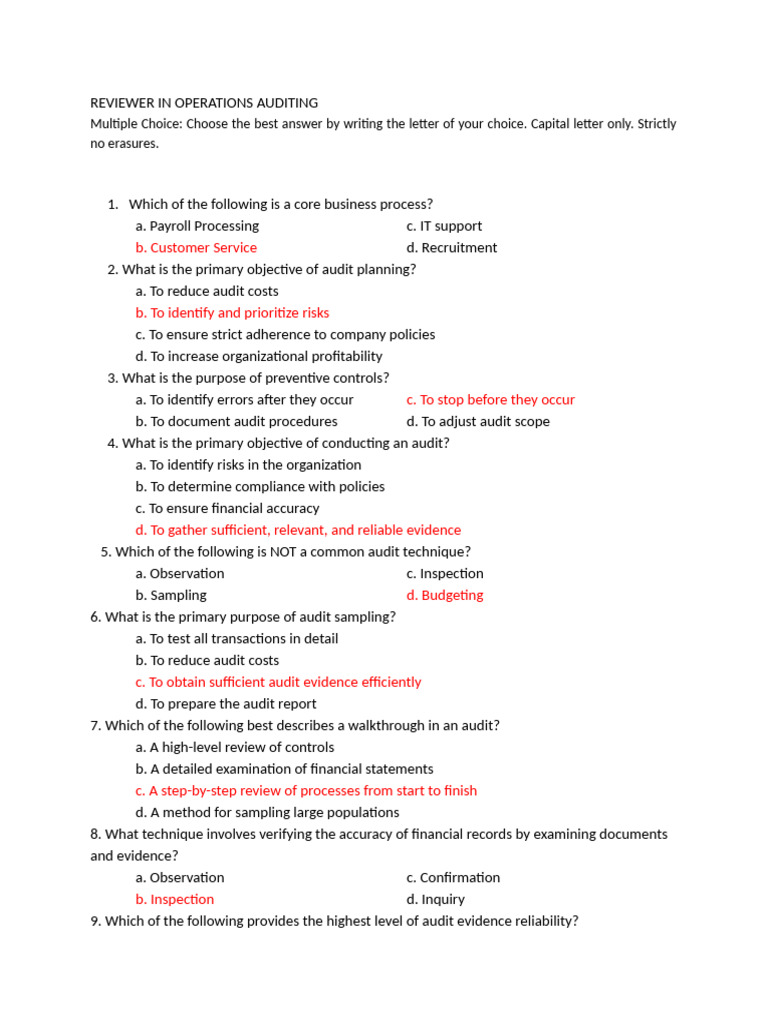 Reviewer in Operations Auditing | PDF | Audit | Internal Control