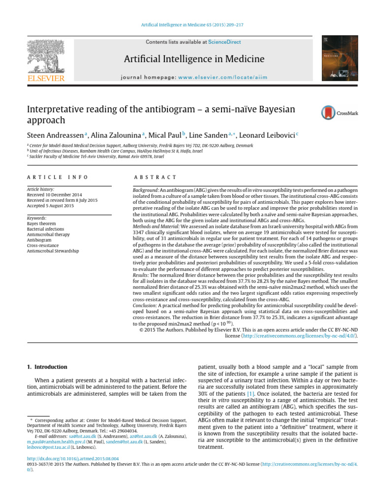 Interpretative reading of the antibiogram – a semi-naïve Bayesian ...