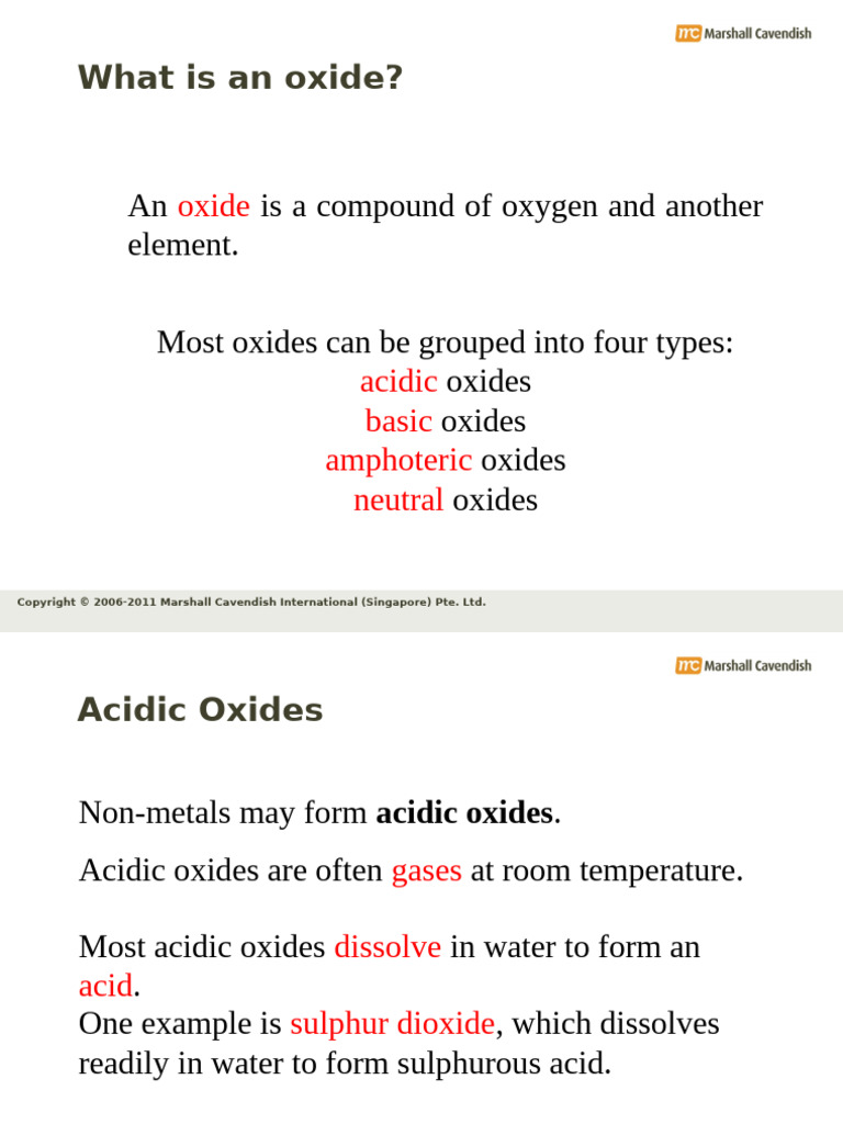 Types of Oxides | PDF | Oxide | Acid