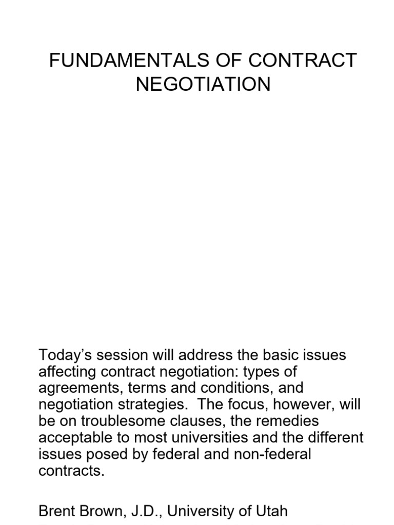 Fundamentals of Contract Negotiation | PDF | Indemnity | Justice