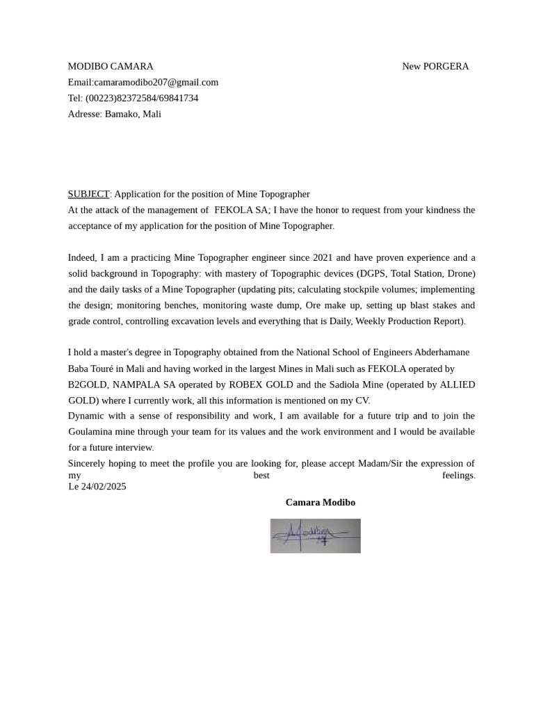 MODIBO CAMARA lettre de motivation in English(1) | PDF