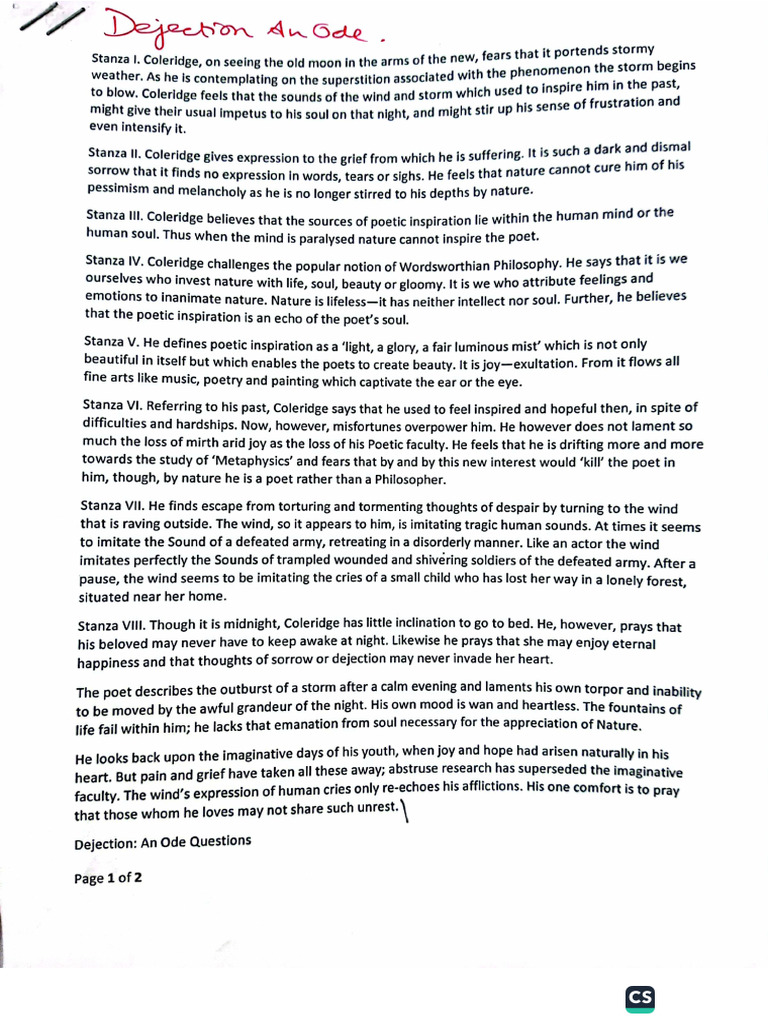 Dejection An Ode | PDF