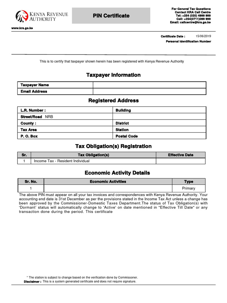 Kra Pin Certificate - Compress | PDF | Taxes | Economies