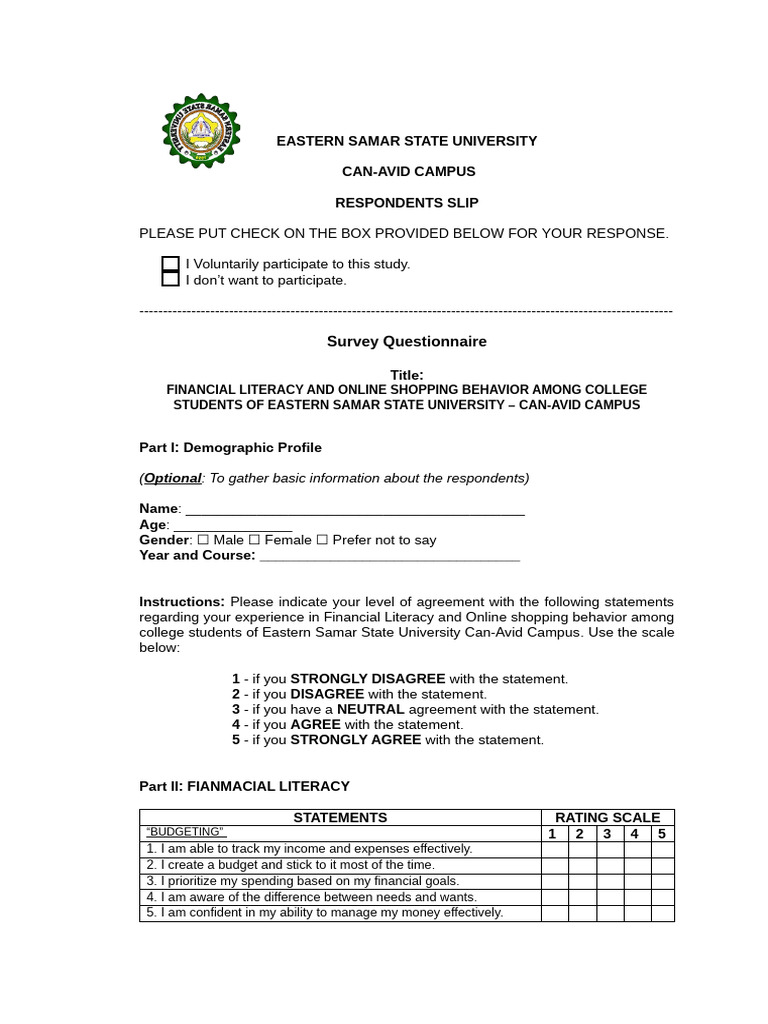 Financial Literacy & Online Shopping Survey | PDF | Online Shopping ...