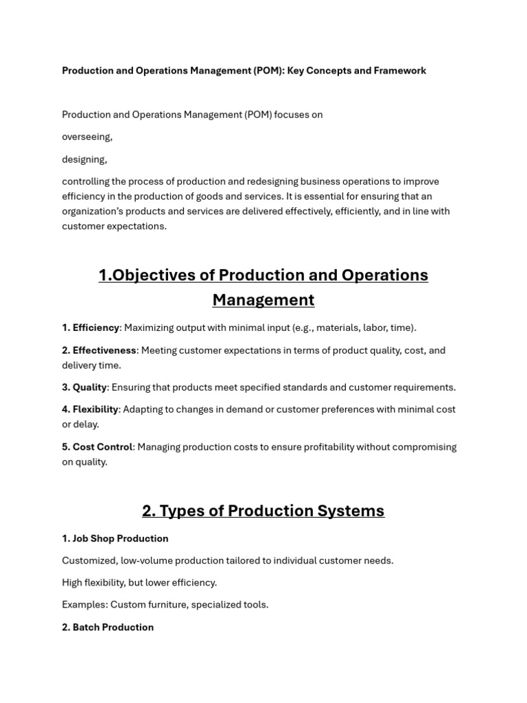 POM Key Concepts and Framework | PDF | Supply Chain | Inventory