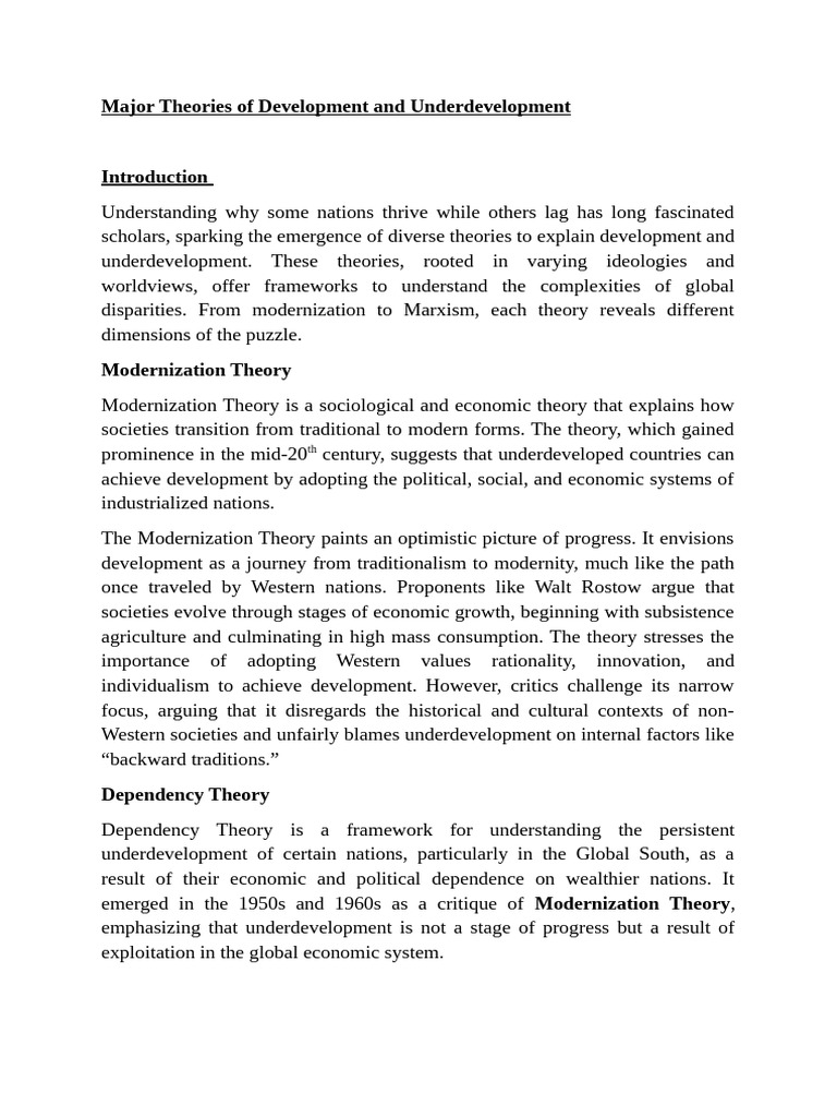 Theories of Development and Underdevelopment | PDF | World Systems Theory | Marxism