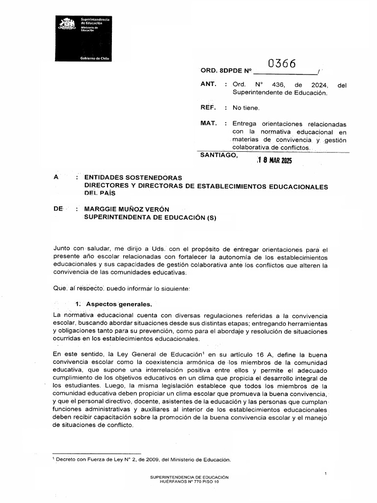 ORD-No-0366-ENTREGA-ORIENTACIONES-SOBRE-NORMATIVA CE | PDF