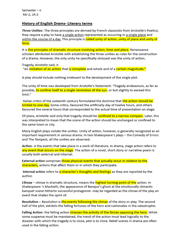 Literary Terms Dramas MJ 2 Sem 2 | PDF | Tragedy | Plot (Narrative)