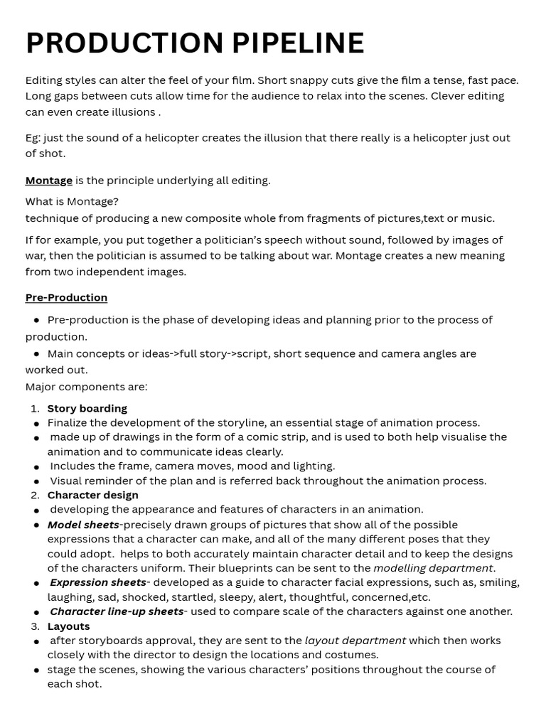 PRODUCTION PIPELINE media class 12 cbse | PDF | Rendering (Computer ...