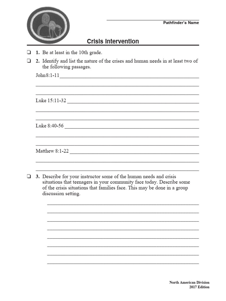 Crisis Intervention Worksheet | PDF