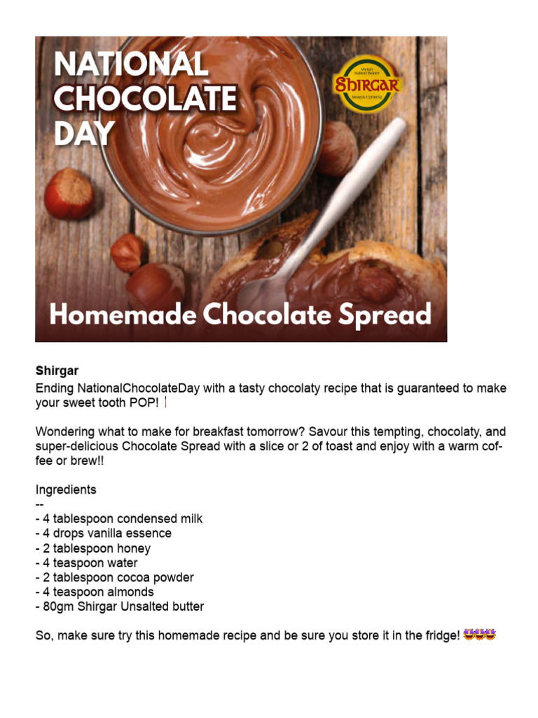 Homemade Chocolate Spread | PDF