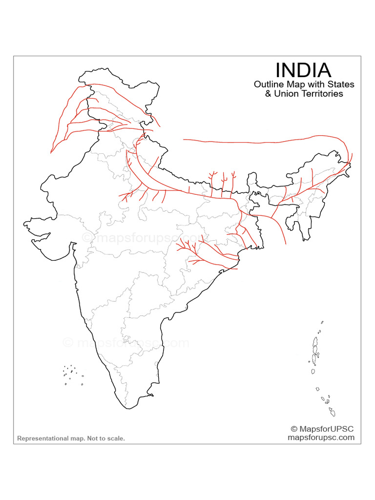 Outline Map of India With States | PDF