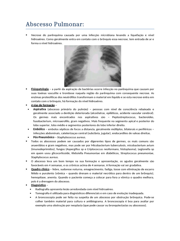Abscesso Pulmonar # | PDF | Necrose | Especialidades médicas
