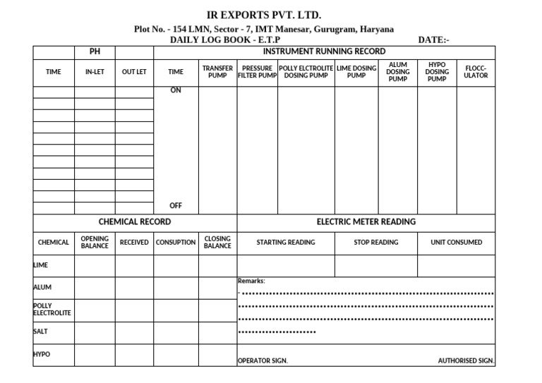 ETP Log Book | PDF