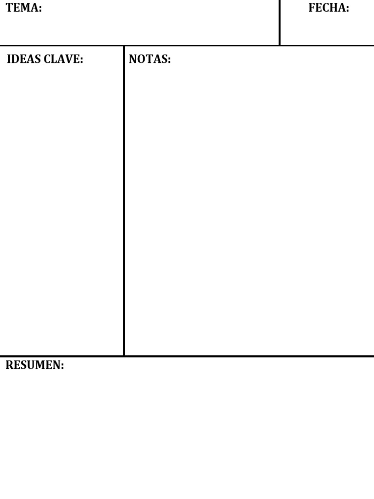 Plantilla Notas Cornell | PDF