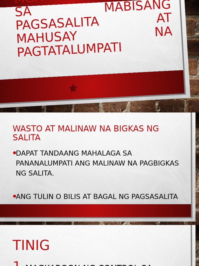 Mga Dapat Tandaan Sa Mabisang Pagsasalita at Mahusay | PDF