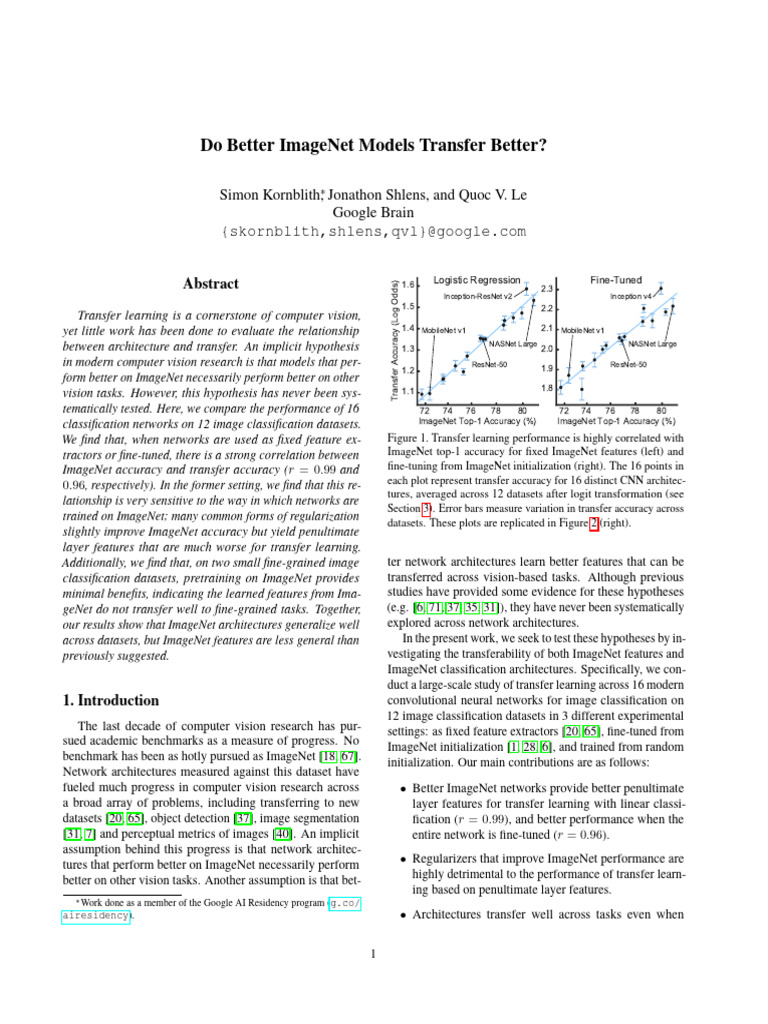ImageNet Model Transferability Analysis | PDF | Accuracy And Precision ...
