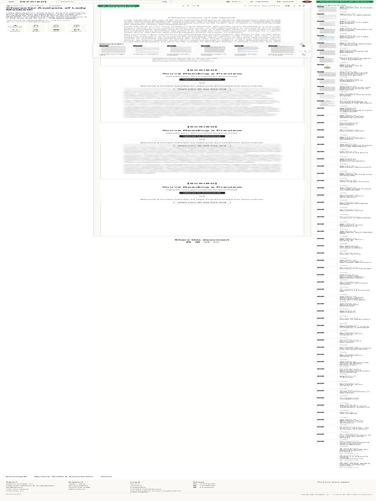 Character Analysis of Lady Macbeth - PDF - Macbeth - Shakespearean ...