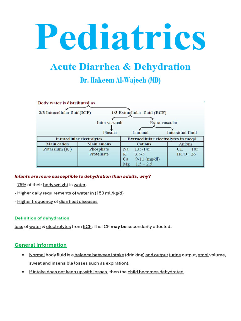 Acute Diarrhea and Dehydration | PDF | Dehydration | Diarrhea