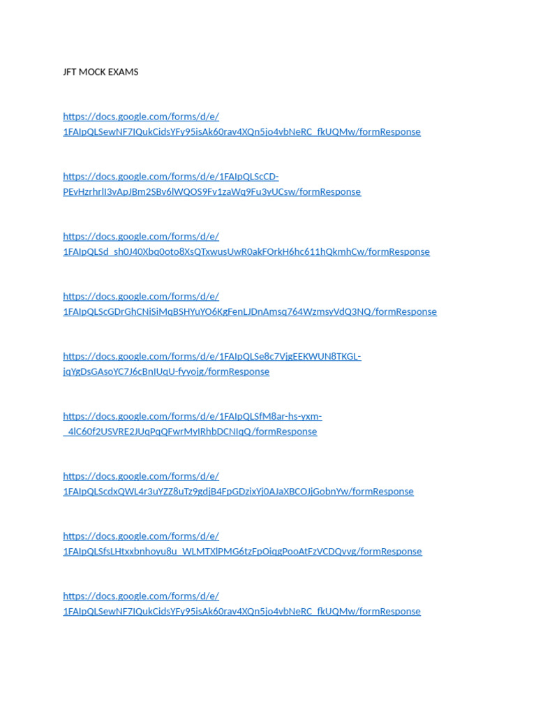 JFT Mock Exams Links | PDF
