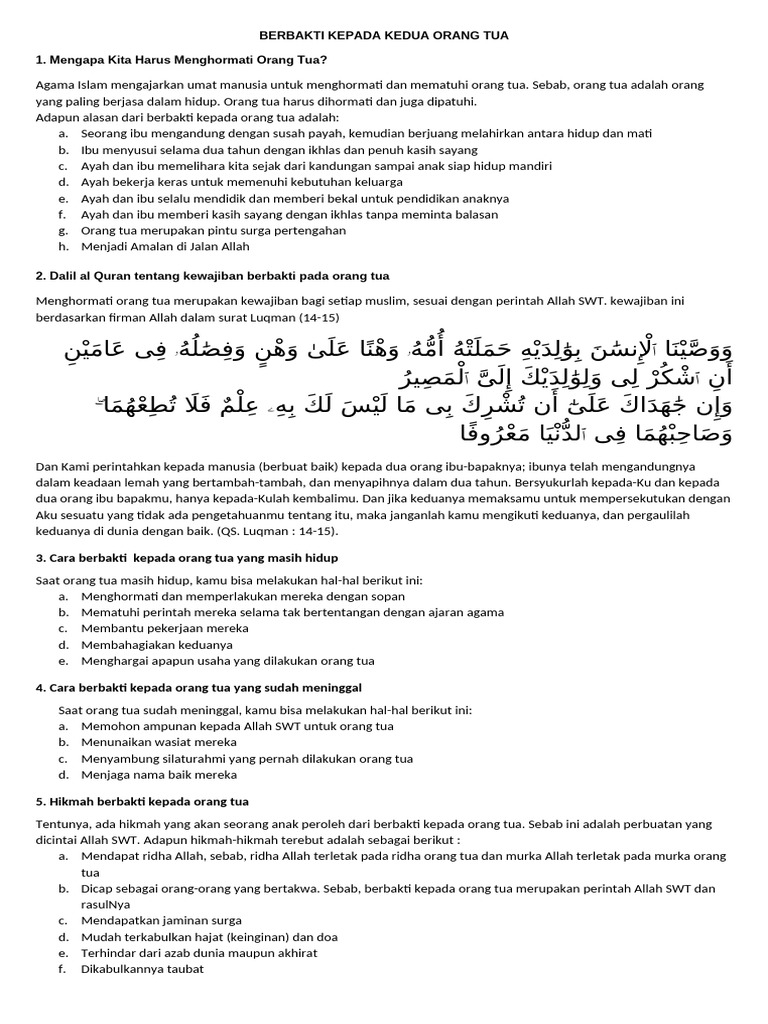 Berbakti Kepada Orang Tua | PDF