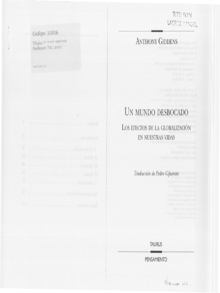 Giddens - Un Mundo Desbocado Cap 1 y 2 | PDF