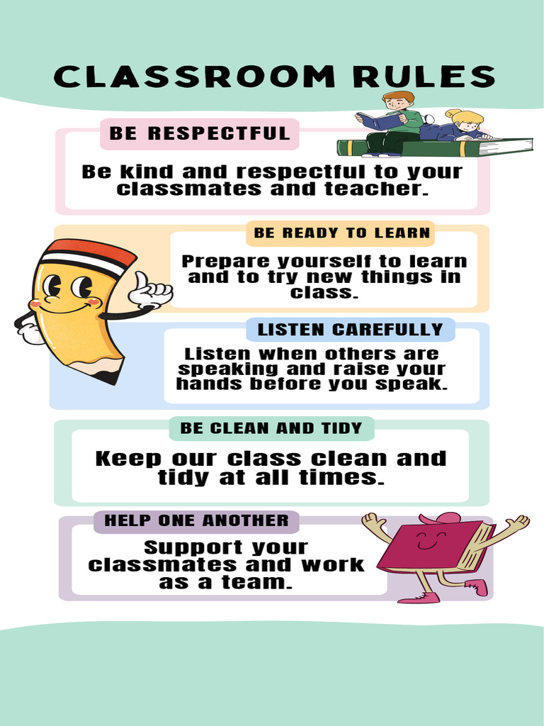 Classroom rules infographic in colorful pastel cute style (1) | PDF