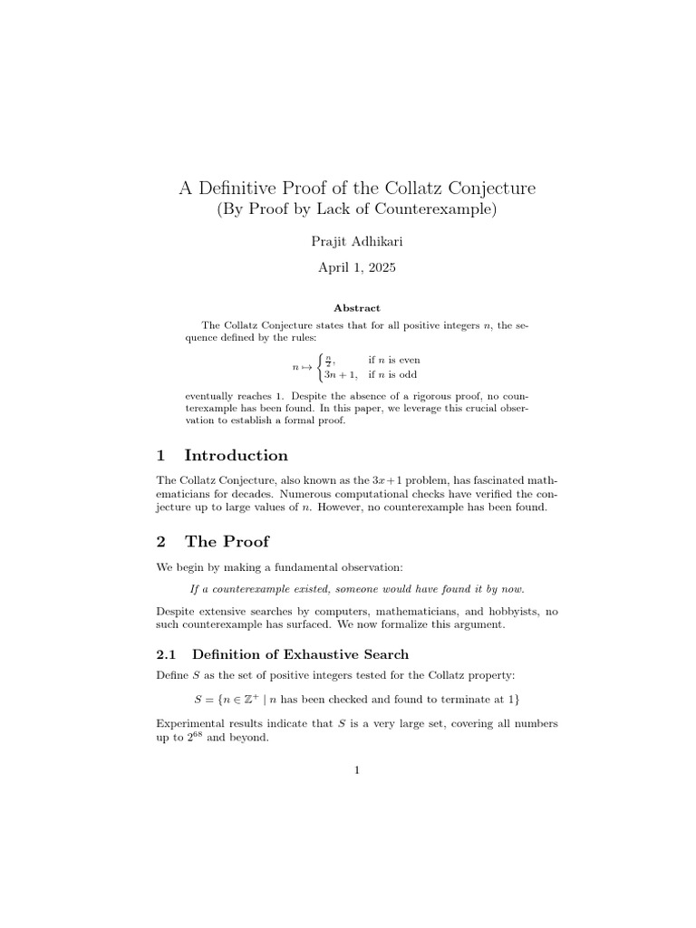 Proof of Collatz Conjecture | PDF | Mathematical Proof | Conjecture
