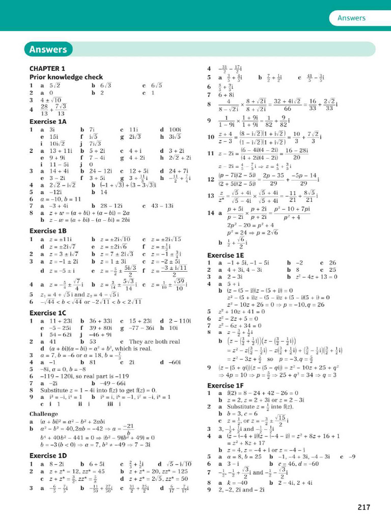 New Edexcel Core Pure 1 Whole ANS | PDF